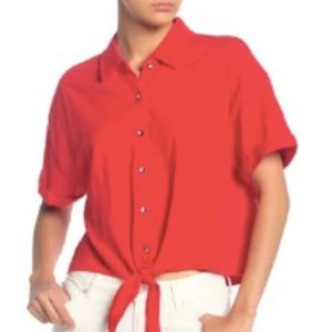 Splendid | Tops | New Splendid Tie Hem Button Front Top Red Amore ...